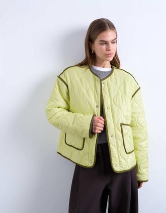 Topshop Veste matelass&eacute;e contrast&eacute;e - Vert