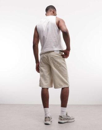 Liquor & Poker Bermuda en denim et velours c&ocirc;tel&eacute; - Beige d&eacute;lav&eacute;-Neutre