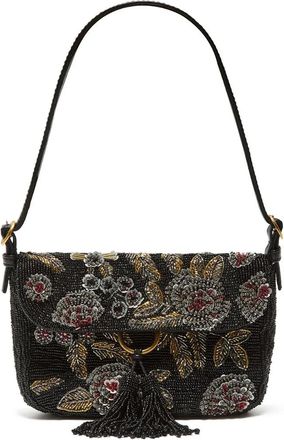 Maliparmi sac porté épaule à fleurs - Noir