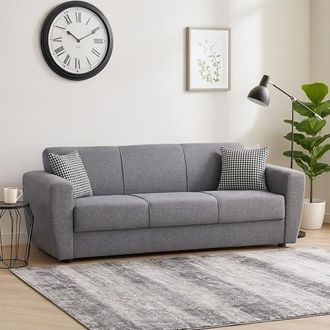Dmora Schlafsofa 3-Sitzer Escobar 223x80 cm Grau Stauraum