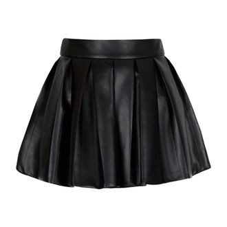 Balmain Femme, Jupes, Noir, Taille: 36 FR Jupe courte pliss&eacute;e en cuir synth&eacute;tique