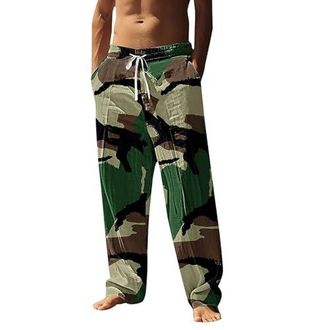 Generic Pantalon baggy en coton et lin pour homme 2026 d&eacute;contract&eacute; tendance ample imprim&eacute; camouflage 3D pantalon respirant, Jn, XXL