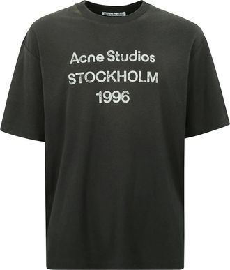 Acne Studios Homme, Tops, Noir, Taille: S/M T-shirt en coton &agrave; manches courtes style urbain