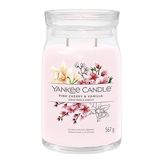 Yankee Candle Company Yankee Candle Signature - Grande bougie parfum&eacute;e | Cerise rose et vanille avec double m&egrave;che | M&eacute;lange de cire de soja &agrave; combustion longue | Cadeau par