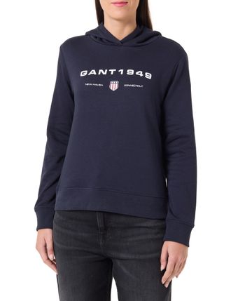 GANT Damen REG Graphic Hoodie Kapuzenpullover, Evening Blue, 46