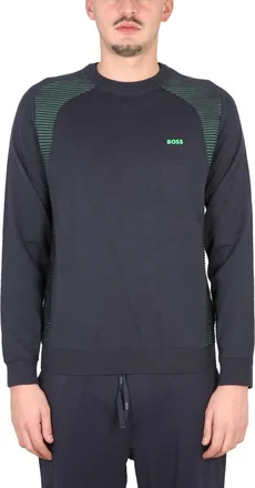 HUGO BOSS Front Logo Cotton Sweater - Blue