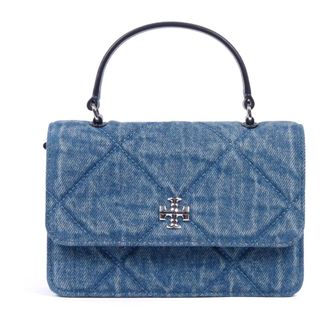 Tory Burch Femme, Sacs, Bleu, Taille: ONE Size Mini Kira Diamond Quilt Denim Top-Handle Crossbody