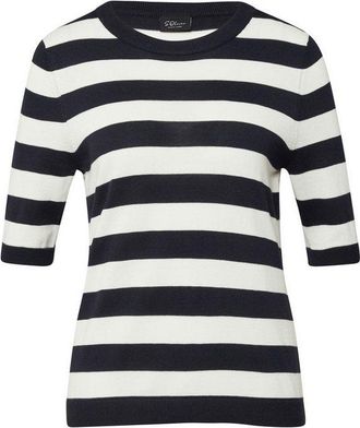 s.Oliver Kurzarmpullover Strickpullover Gestreifter Feinstrickpullover