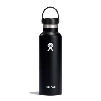 Hydro Flask Gourde Isotherme 621 ml (21 oz) - Bouteille Inox à Isolation Sous Vide - Bouchon Antifuite et Revêtement par Poudre - Ouverture Standard - Noir