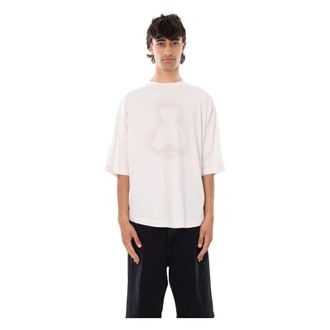 Palm Angels Spray Bear Oversize T-Shirt - - Tops - Herren - Wei&szlig; - M