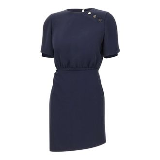 Liu Jo Femme, Robes, Bleu, Taille: 38 FR Robe Courte avec Boutons Dor&eacute;s