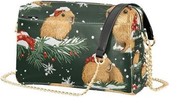 Mnsruu Sac à bandoulière pour femme, sac à main en cuir Capybara de Noël