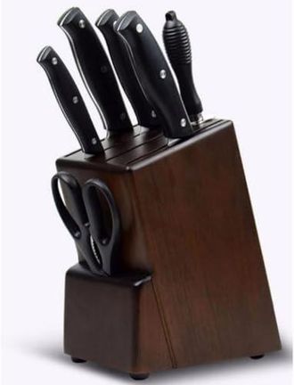 Generic Porte-couteau bloc en bois de noyer, universel sans couteaux, support de Ventilation de comptoir, s&eacute;curit&eacute;, rangement des ustensiles de cuisine plus p