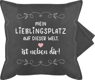 Shirtracer Kissenbezug - Statement - Lieblingsplatz - weiß/rosa - 50 x 50 cm - Grau - kissenbezüge liebe statement-kissen statements liebes kuschelkissen herzens
