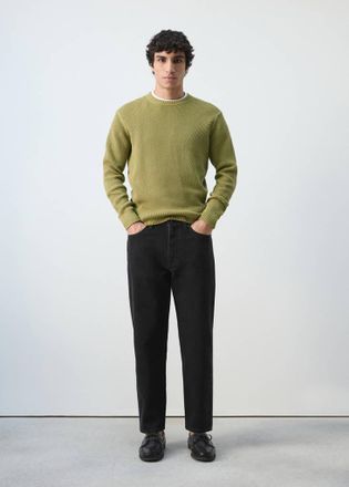 Mango Pull-over maille moyenne microstructure vert pomme - Homme - XXL - MANGO MAN