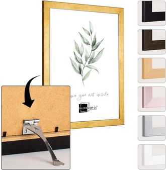 Bildershop-24 Bilderrahmen Monza mit Aufsteller Blattgold 21x29,7cm (DIN A4) Normal (glänzend)