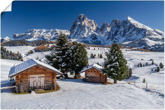 Artland Wanddeko Poster & Kunstdrucke Wandposter 90x60 cm Alpen Landschaft Winter aesthetic Schnee Seiser Alm S&uuml;dtirol U6BR