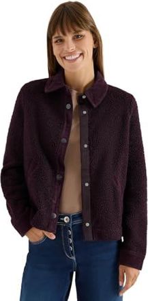 Cecil 2117052 Veste en Peluche avec détails en Velours côtelé, Rouge Eggplant, XXL Femmes