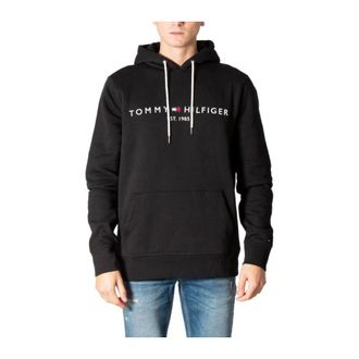 Tommy Hilfiger Homme, Sweatshirts et sweats &agrave; capuche, Noir, Taille: M Pull en Coton Noir &agrave; Col Rond