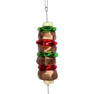 HD Collection Christbaumschmuck 12,7cm Glas - Schaschlikspie&szlig; Figur zum Aufh&auml;ngen - handbemalt & mit Glitzer - Weihnachtsbaum Anh&auml;nger f&uuml;r Weihnachten - Christbauma