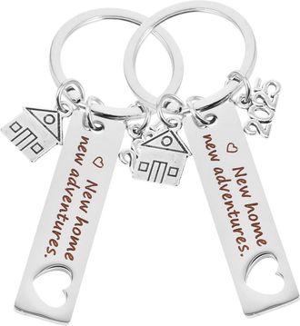 Soimiss Edelstahl Schlüsselanhänger Für Einweihungsgeschenke - Kreativer Schlüsselanhänger Für Neues Zuhause 2 Stück 8X5Cm Leicht & Langlebig