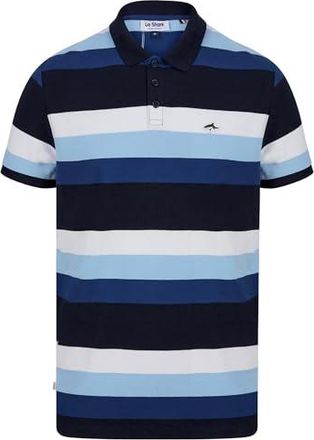 Le Shark Packham Polo rayé en coton piqué de qualité supérieure pour homme, Rural - Bleu, M
