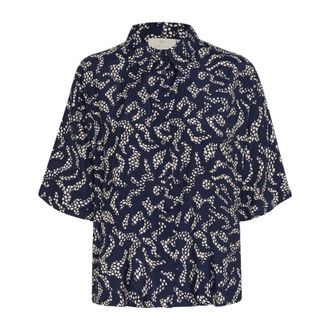 Kaffe Midnight Marine Lace Print Bluse - - Blouses & Shirts - Damen - Blau - XS