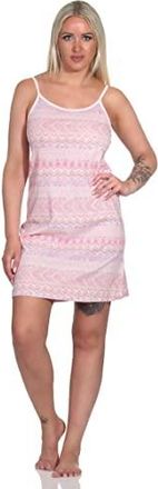 Normann Chemise de nuit spaghetti pour femme - Look ethnique - Également surdimensionnée, rose, XX-Large