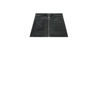 Courr&egrave;ges Buckle Zipped Vinyl Mini Skirt - - Skirts - Damen - Schwarzk - XS
