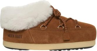 Moon Boot Slipper & Pantoletten - Suede Mules With Braided Lace Detail And Plush Fur - Gr. 37 (EU) - in Braun - für Damen