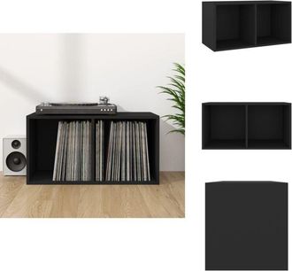 vidaXL Schallplatten-Aufbewahrungsbox Schwarz 71x34x36cm Holzwerkstoff - Schallplattenregal - Vinyl-Regal - Plattenspielerzubehör - Musikaufbewahrung