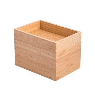 MSV Vielseitige Aufbewahrungsbox - 2 Stapelbare F&auml;cher - Serie ISALYS - Aufbewahrung f&uuml;r Make-up, Schmuck und Zubeh&ouml;r - Umweltfreundlicher Bambus - Beige