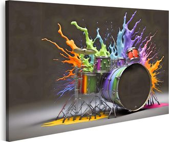 Islandburner Bild auf Leinwand Buntes Schlagzeug mit Farbspritzern Bilder Wandbilder Poster