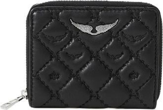 Zadig&Voltaire Femme, Accessoires, Noir, Taille: ONE Size Mini Portefeuille ZV Monogramme Matelassé
