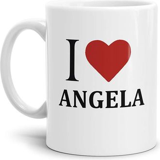 Tassendruck Tasse mit Spruch/Motiv/Design - Kaffeetasse Teetasse Mug Cup I Love Angela - Qualität Made in Germany