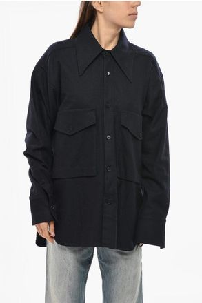 SETCHU Wool Blend Overshirt with Spread Collar Größe 36