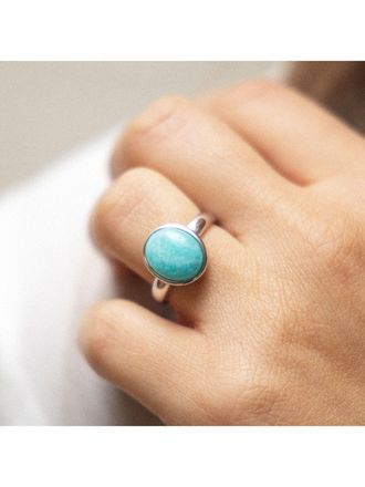 Zeeme Gemstones Ring Silber 925 rhodiniert mit echtem Amazonit