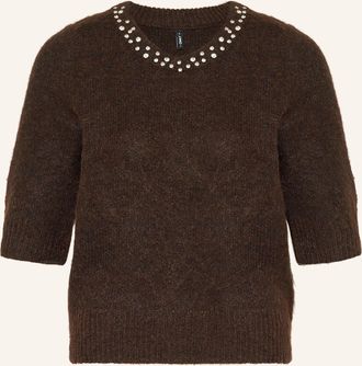 Only Strickshirt Mit Schmucksteinen braun