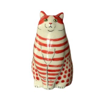 Generic Katzenvase mit Punkten - Harz Katze Blume Knospe Vase, Katzenvase f&uuml;r Zuhause B&uuml;cherregal Dekor | Innovative Polka Dots Knospe Vase mit Katze Design, 