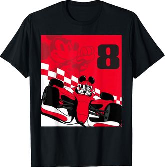 Disney Racing 8th Birthday 8 Years Old Mickey Mouse Race Car T-Shirt