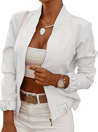 TOMWELL Blouson Bomber Femme Mode Manteau R&eacute;tro Biker Moto Zipper Court Fleur Imprimer Veste Chic Printemps Automne &Agrave; Manches Longues H L