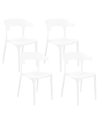 Beliani Indoor und Outdoor Stuhl 4er Set Kunststoff wei&szlig; stapelbar Skandi Modern Gubbio