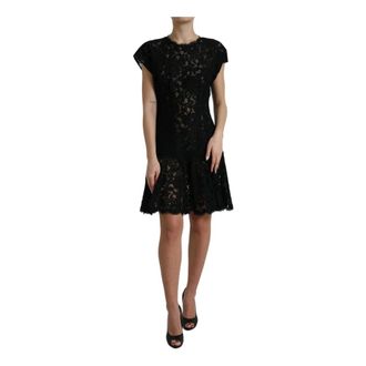 Dolce & Gabbana Schwarzes Blumenspitze A-Linie Minikleid - - Dresses - Damen - Schwarzk - M