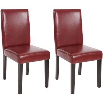 Mendler Lot de 2 chaises de s&eacute;jour Littau, simili-cuir, brun rouge, pieds fonc&eacute;s
