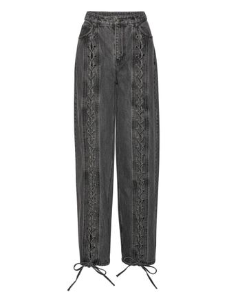 Rotate pantalon en coton à détails de laçage - Gris