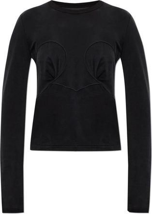Maison Margiela Femme, Tops, Noir, Taille: 40 FR T-shirt avec D&eacute;tails de Coutures