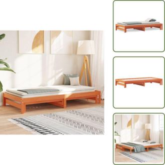vidaXL The Living Store - Tagesbett Ausziehbar Wachsbraun 80x200 cm Massivholz Kiefer - Holzbett - Kiefernholzbette - Schlafsofa - G&auml;stebett - Ausziehbarer