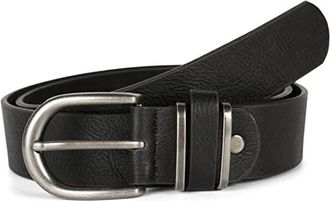 styleBREAKER Ceinture unisexe unie avec métal au passant, faux cuir unicolore, ceinture, raccourcissable 03010123, couleur:Noir, taille:105cm
