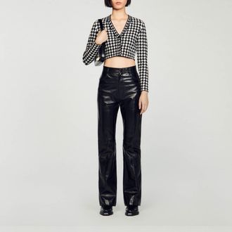 Sandro Kurze Strickjacke in Vichy-Jacquard