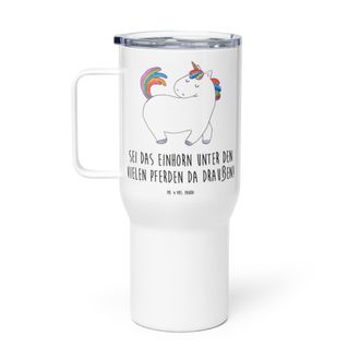 Mr. & Mrs. Panda XXL Thermobecher Einhorn Stolzieren - Geschenk, Unicorn, Pferd, XL, Jumbo Becher, Reisebecher, Reiten, Gro&szlig;er, Einh&ouml;rner, Bunt, Reisetasse, Autobecher